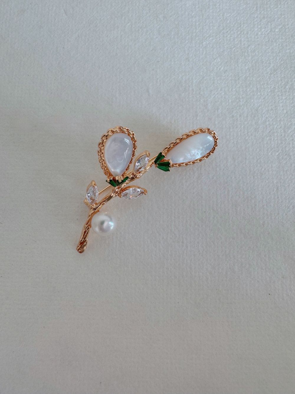 Four Season Shell Brooch – Snowdrop Spring